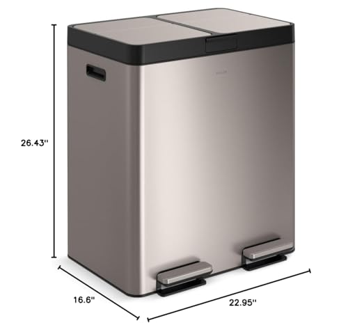 KOHLER K-23828-ST 82-Liter Stainless Steel Dual-bin Step Trash can, Stainless