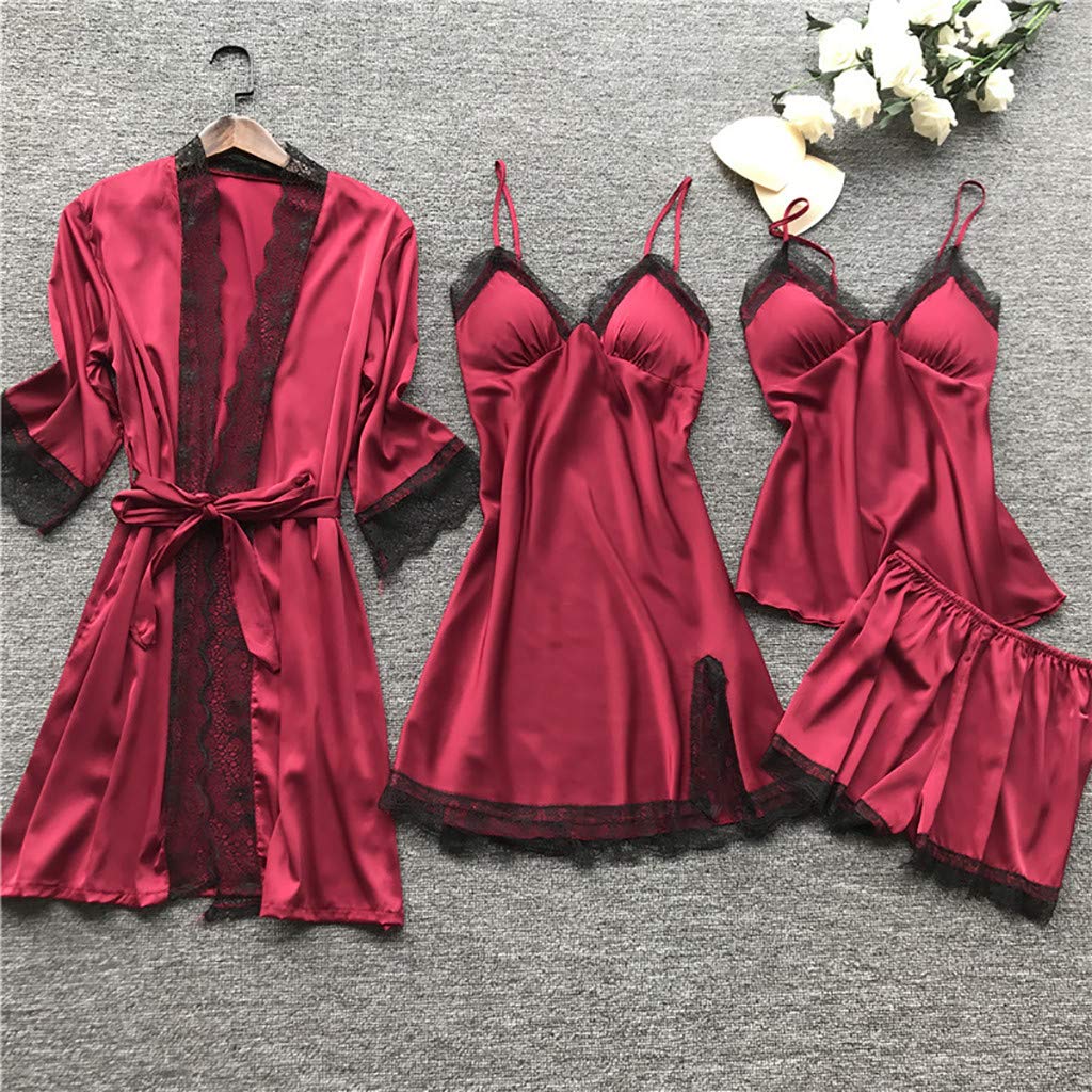 Women Pajama Satin Sets Satin Pillowcase Women Nightgown with Pockets