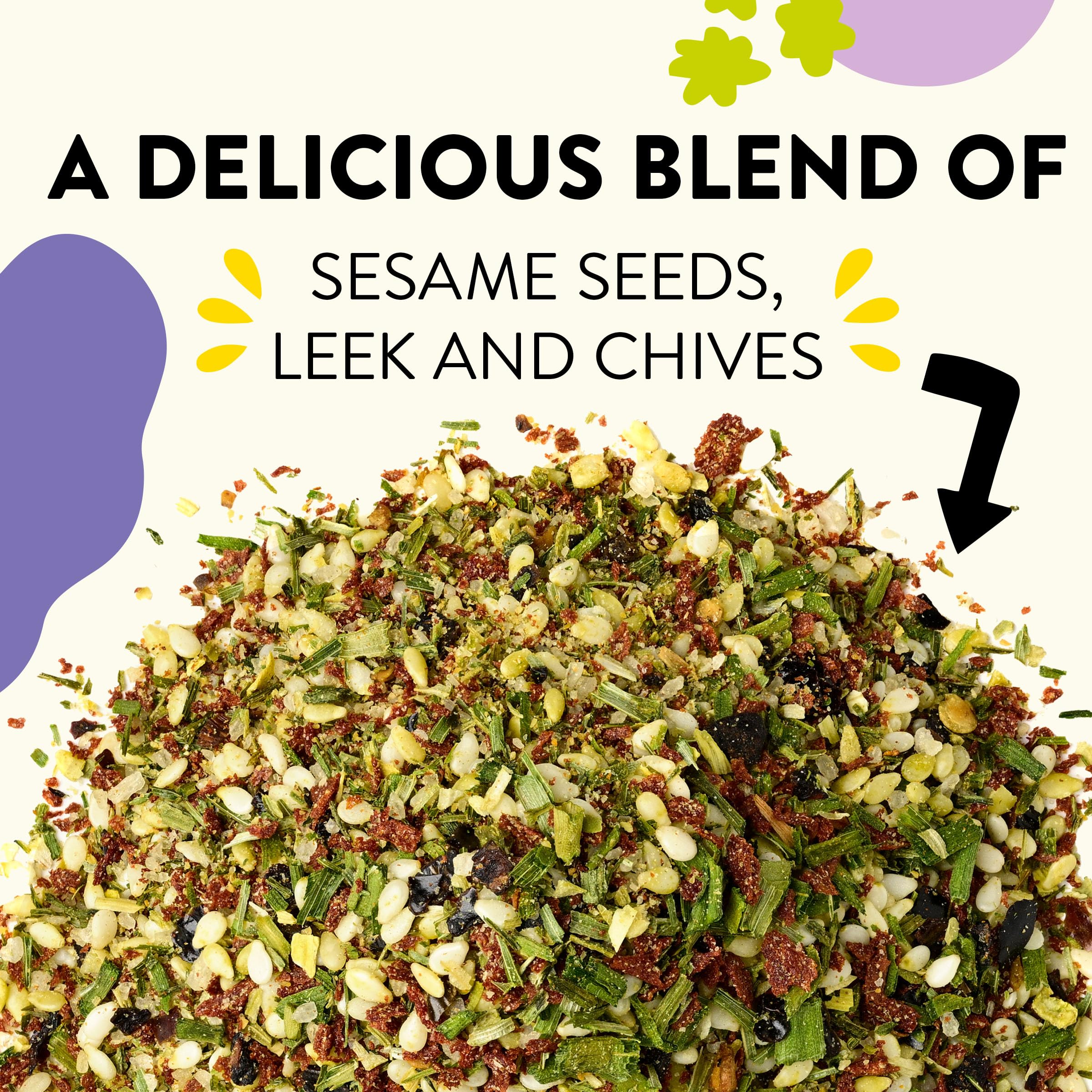 Just Spices Egg Topping, 1.94 OZ I Breakfast and egg seasoning with white sesame, chilli, grated tomato, sea salt and more