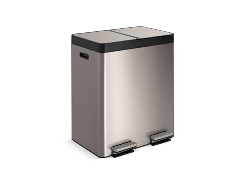 KOHLER K-23828-ST 82-Liter Stainless Steel Dual-bin Step Trash can, Stainless