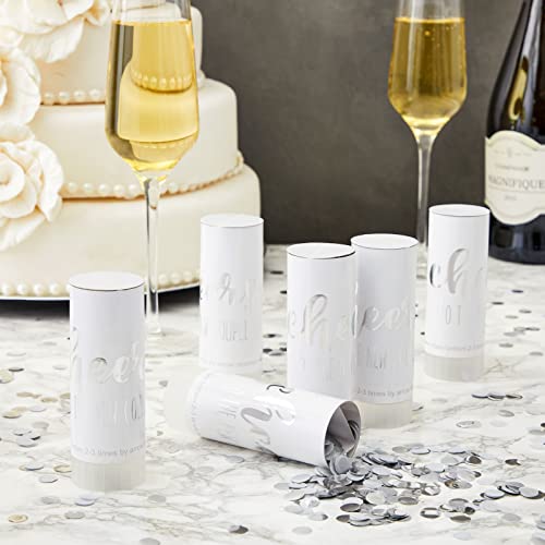20 Pack Silver Foil Confetti Party Shakers for Wedding Reception, Engagement, Bulk Set (White, 1.5 x 4.3 In)