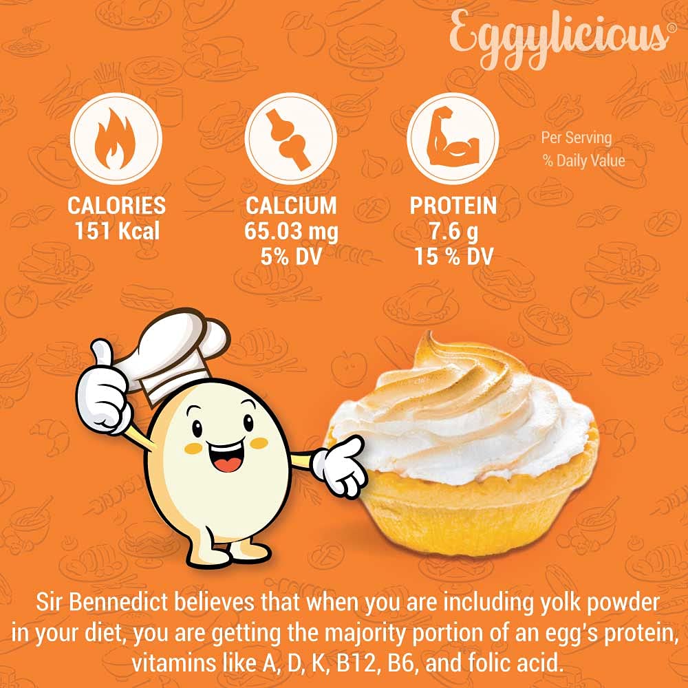 Eggylicious Egg Yolk Powder, Dried Natural Protein Powder, Made from Fresh Eggs, Pasteurized,Smoothies, Non-GMO, No Additives, Used for Baking,1lbs(16oz)