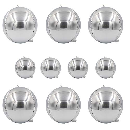 Large 22inch Silver Orbz Balloons Decorations-360 Degree Round Balloons 4D Sphere Mylar Foil for Baby Shower,Wedding,Bachelorette,Birthday Party Supplies