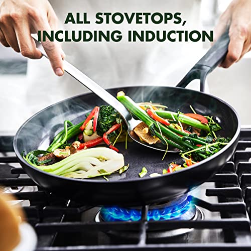 GreenPan SmartShape Healthy Ceramic Nonstick, 9.5" and 11" Frying Pan Skillet Set, PFAS-Free, Induction, Dishwasher Safe, Black