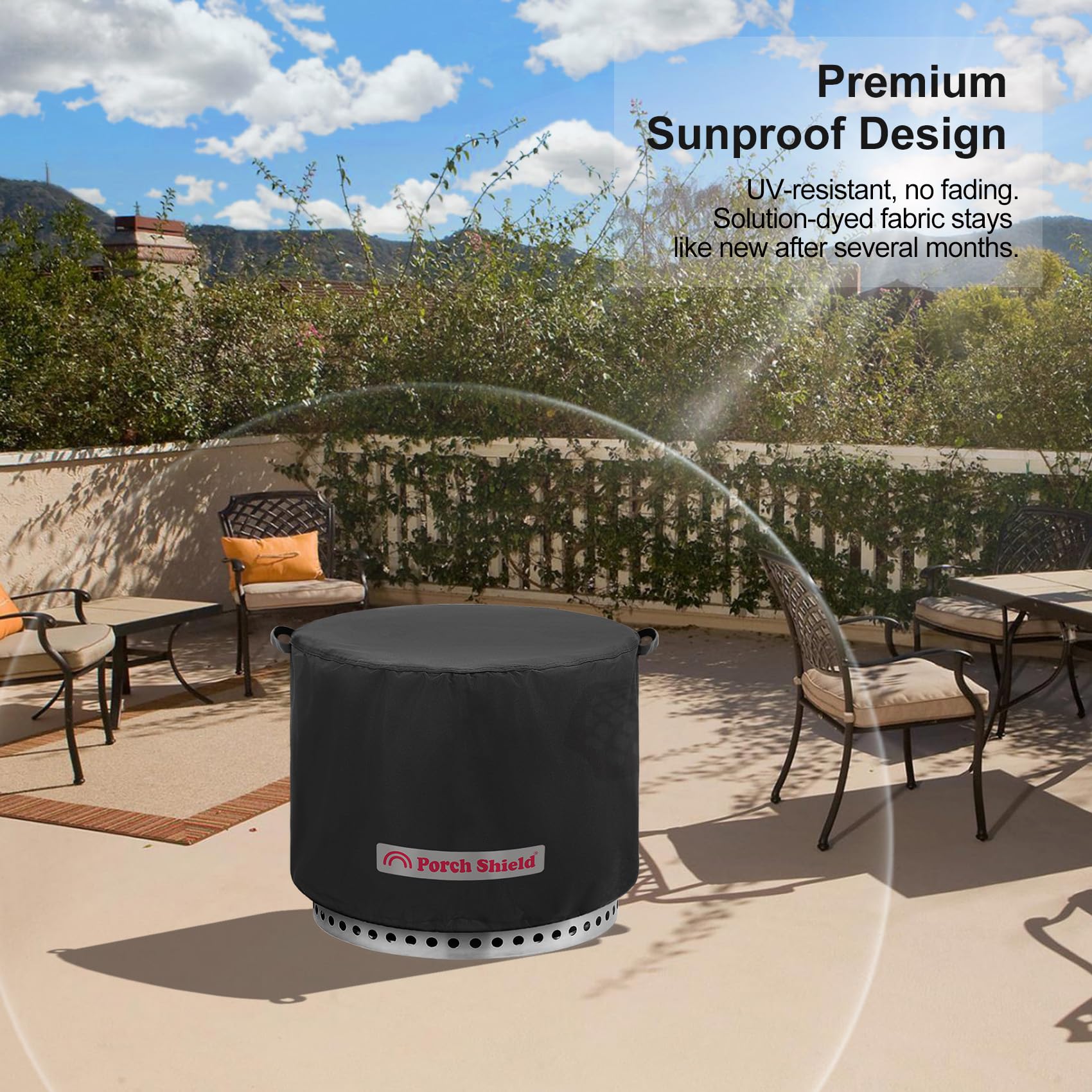 Porch Shield Fade Resistant Solo Stove Yukon Cover - Waterproof Patio Fire Pit Cover Round 32 inch Fits for Small Firepit Solo Stove Yukon