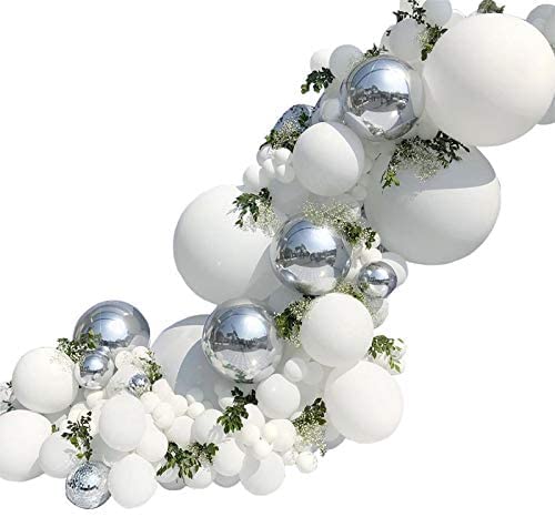 12pcs Silver Foil Balloons Decorations, 6pcs Large 22 Inch and 6pcs Small 10 Inch Round Metallic Helium Silver Balloons 4D Sphere Mylar Foil Mirror for Graduation Birthday Wedding Anniversaries Party