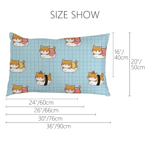 Pillowcase Set of 2 Cute Dog Striped Blue Animal Pillow Cover Pillow Sham for Long Pillow Standard Size 20X26 Inch