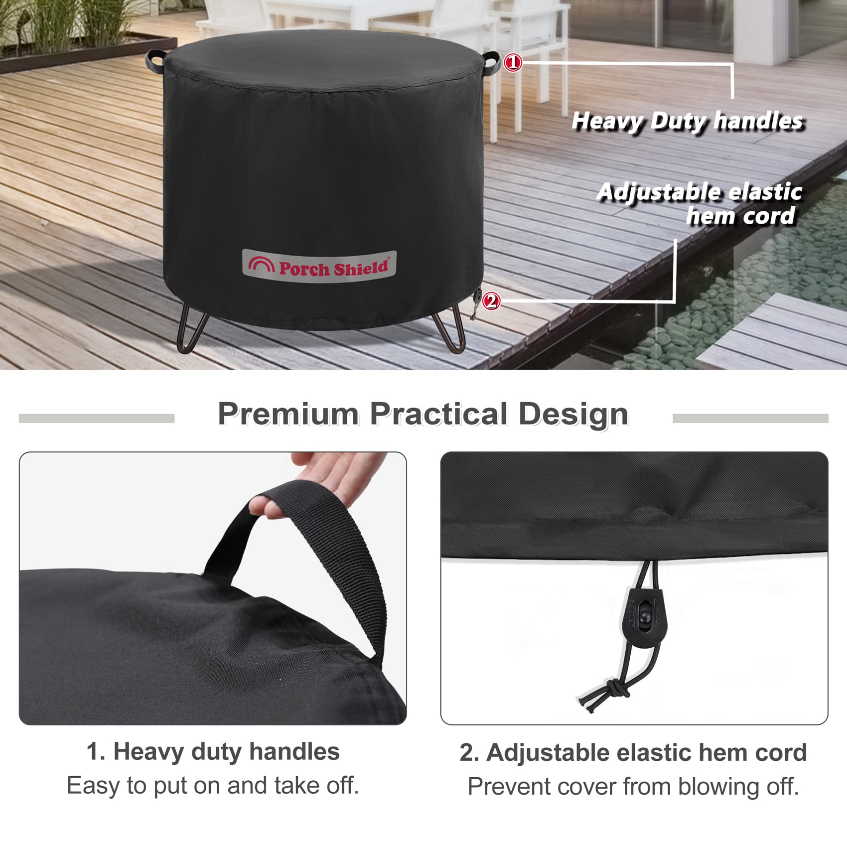 Porch Shield Fade Resistant Solo Stove Yukon Cover - Waterproof Patio Fire Pit Cover Round 32 inch Fits for Small Firepit Solo Stove Yukon