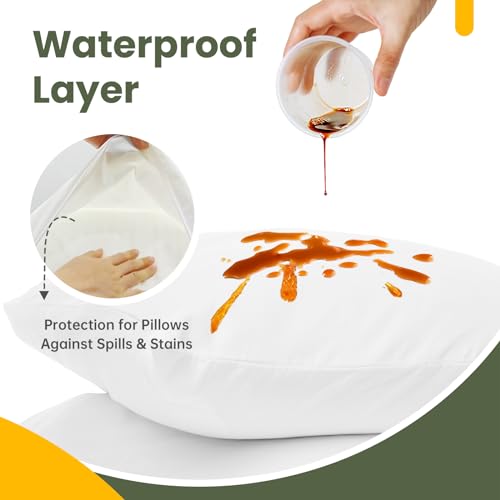 Fairpeak Pillow Covers Protectors with Zipper Standard Size Set of 4, Pillow Cases, Luxury Hotel Quality, for 20x26 inches Pillows, Breathable, Soft, Machine Washable