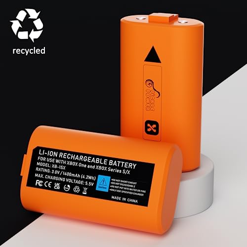 Lithium Xbox Rechargeable Battery Pack for Xbox Series X|S and Xbox One, 2X1400mAH Battery for Xbox Series X|S, Xbox One/X/S/Elite Controllers