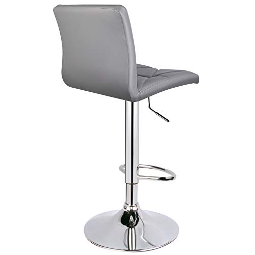Leader Accessories Bar Stool, Hydraulic Square Back Diagonal Line Adjustable Bar Stools, Set of 2 (Light Grey)