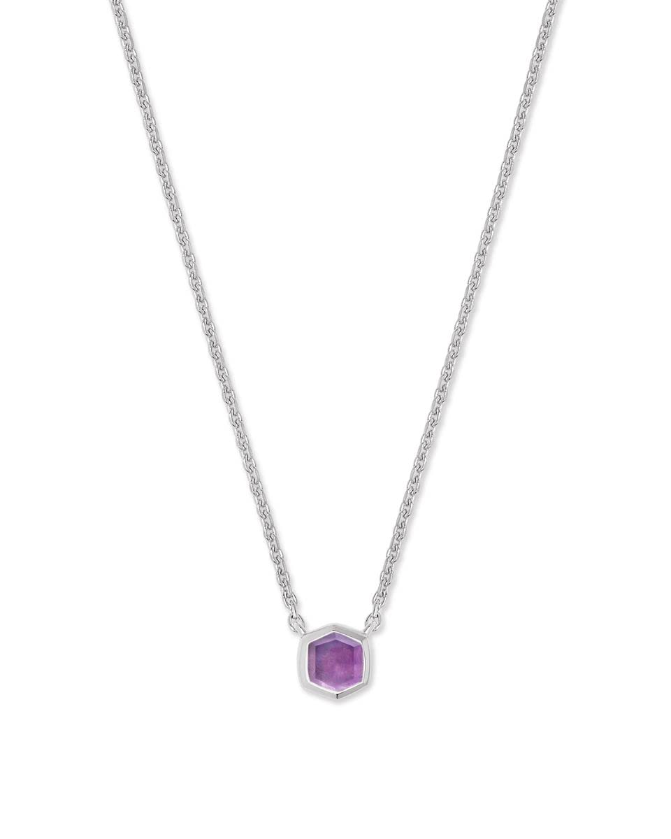 Kendra Scott Davie Pendant Necklace in Sterling Silver, Fine Jewelry for Women, Amethyst
