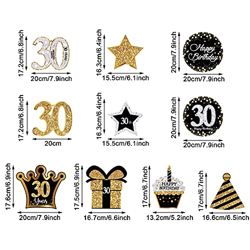 30 Count 30th Birthday Party Decorations, 30th Birthday Party Hanging Swirls Ceiling Decorations with Cutout Shiny Celebration Hanging Streamers Spirals Ornaments for Birthday Party Supplies