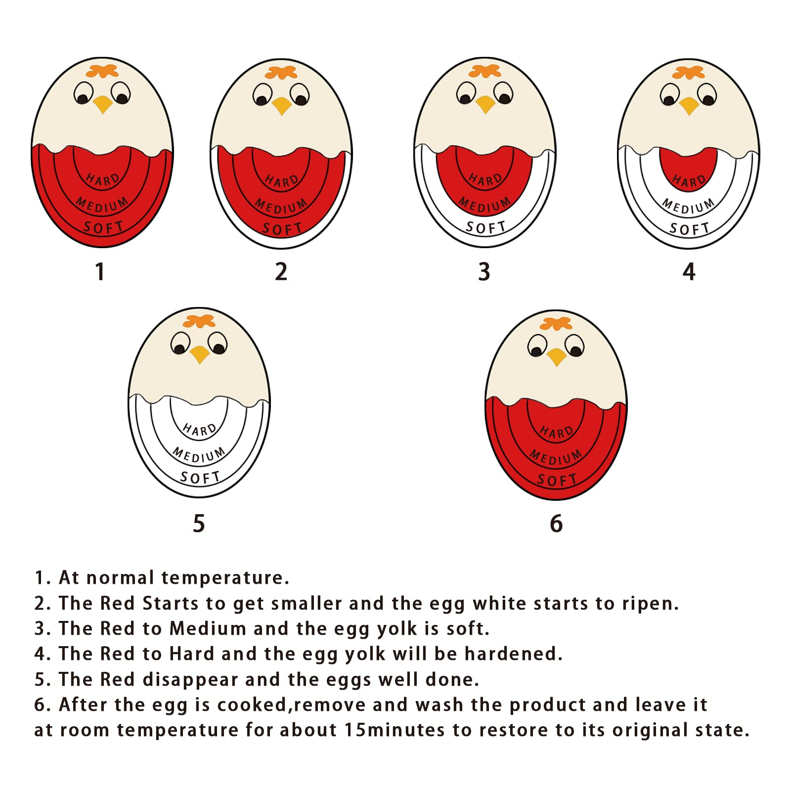 Egg Timer Sensitive Hard & Soft Boiled Color Changing Indicator Tells When Eggs are Ready (Red 2pack)