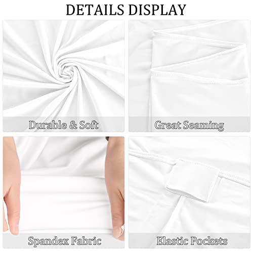 JALANCY 8 Pack 6FT Spandex Table Covers Fitted Rectangle Tablecloth Washable Wrinkle Resistant Stretch Table Cloth for Folding Table Wedding Party Birthday Banquet Bar Events(White)