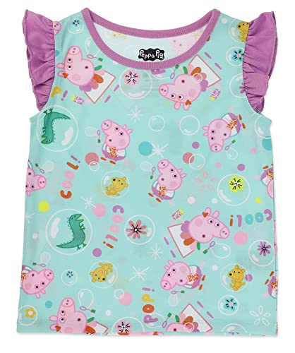 Peppa Pig Girls' Pajama Set 2-Piece Shorts and T-Shirt and Dorm Nightgown Bundle Set, Purple, 2T