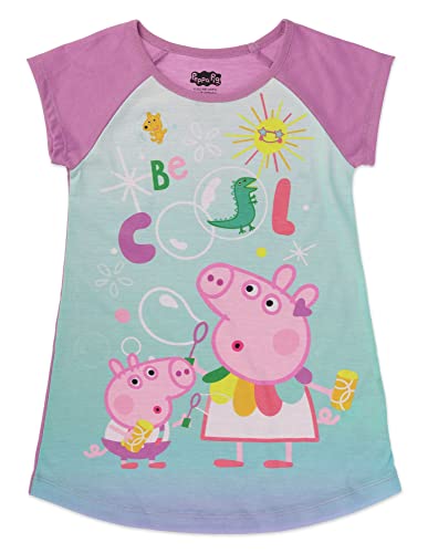 Peppa Pig Girls' Pajama Set 2-Piece Shorts and T-Shirt and Dorm Nightgown Bundle Set, Purple, 2T