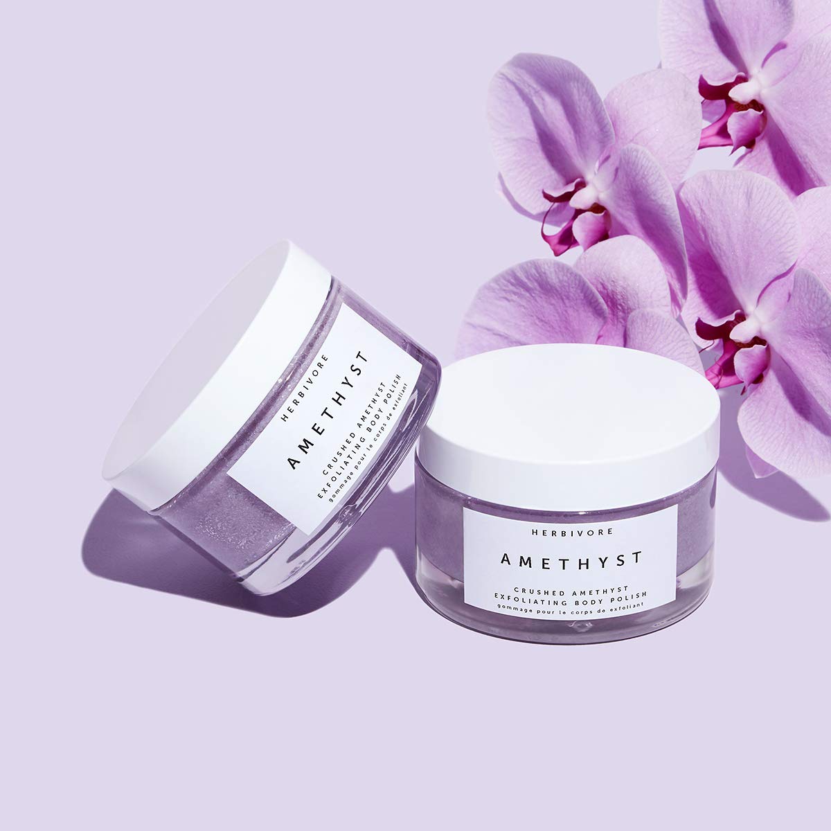HERBIVORE Amethyst Exfoliating Gemstone Body Scrub β Crushed Amethyst & Epsom Salt, Hydrate & Exfoliate, Plant-based, Vegan, Cruelty-Free, 6.6 oz