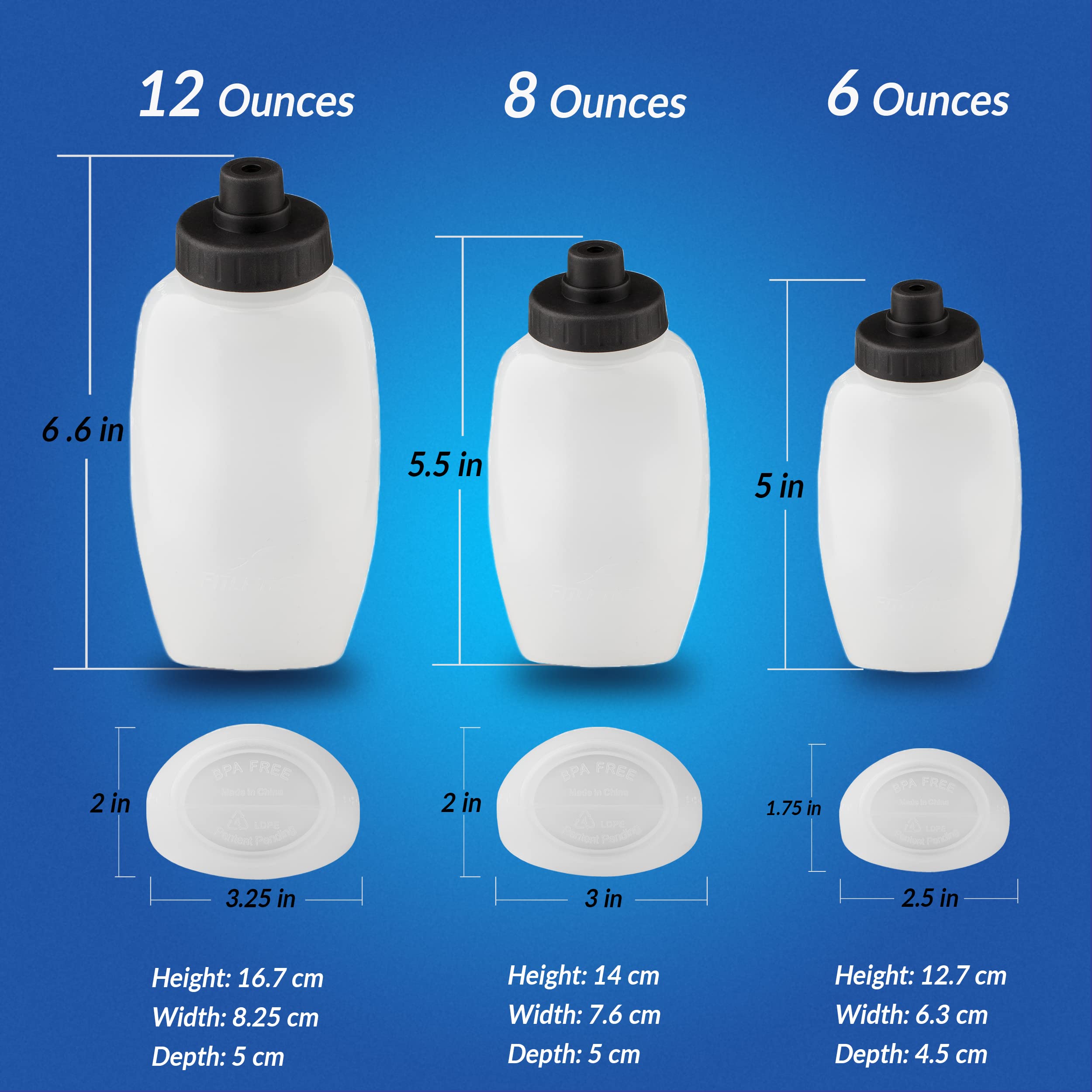 Fitletic Running Water Bottle BPA Free Pair 8 Oz Black Cap Replacement Bottle | Hydration Bottle | Fits Running Belt RB08-01