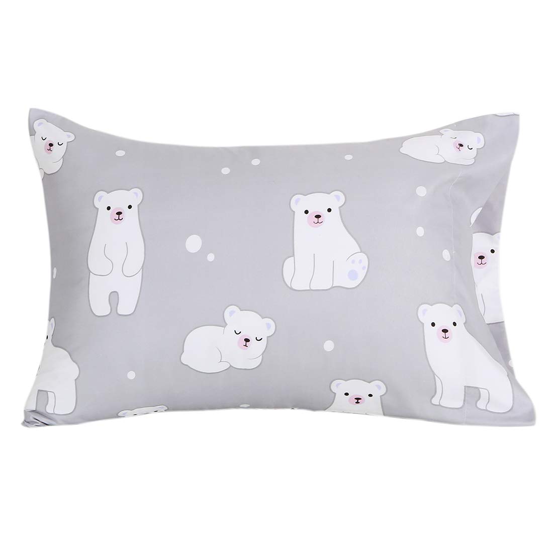 Homiest Polar Bear Pillowcase Cartoon Animal Printed Brushed Microfiber Pillowcases Standard Size 20x26, Grey Bear