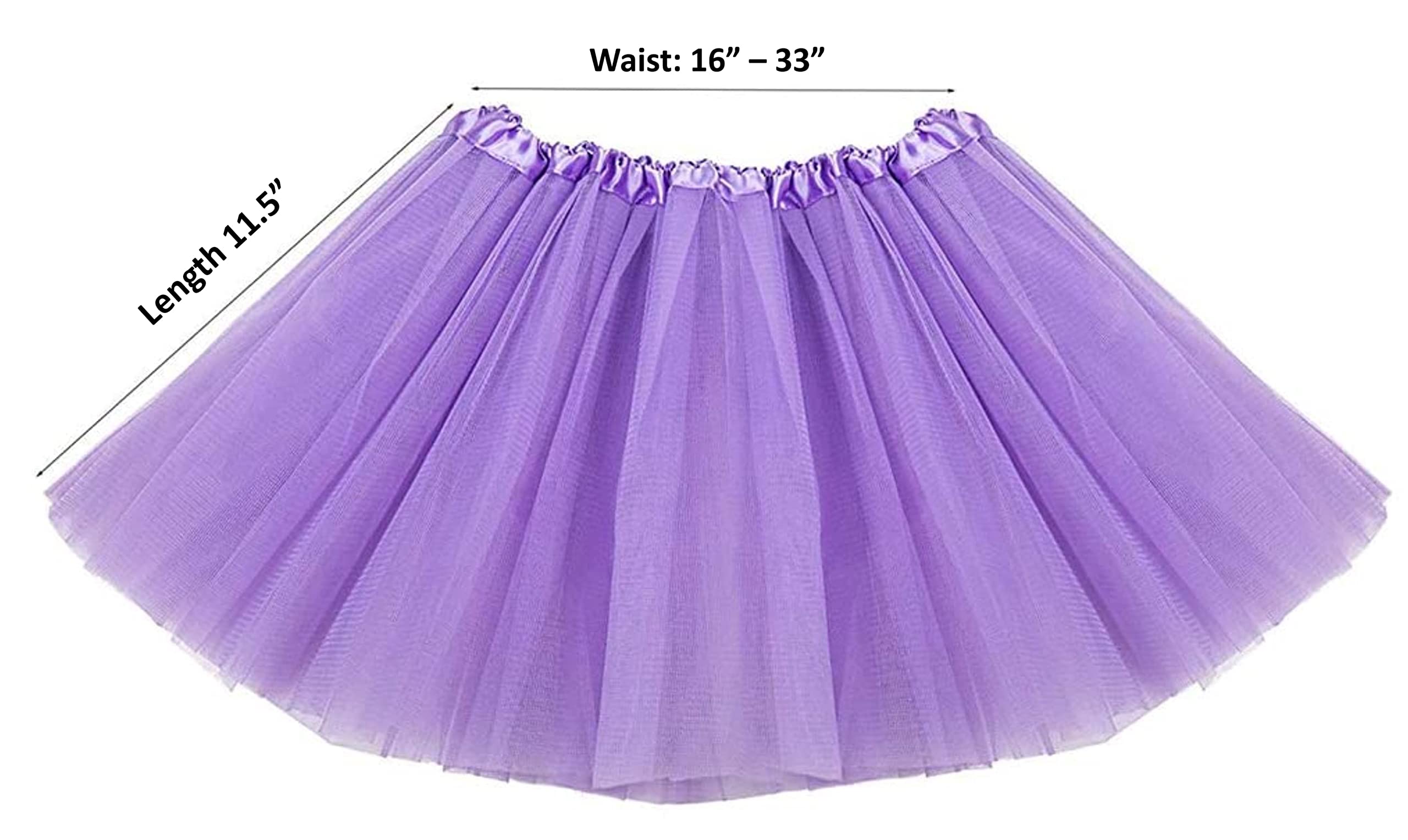 Kids Tutu Skirts 3 Layered Tulle, Fit Most 4-11 yrs Little & Big Girls for Dance Party Costume (#01 Black, 2)