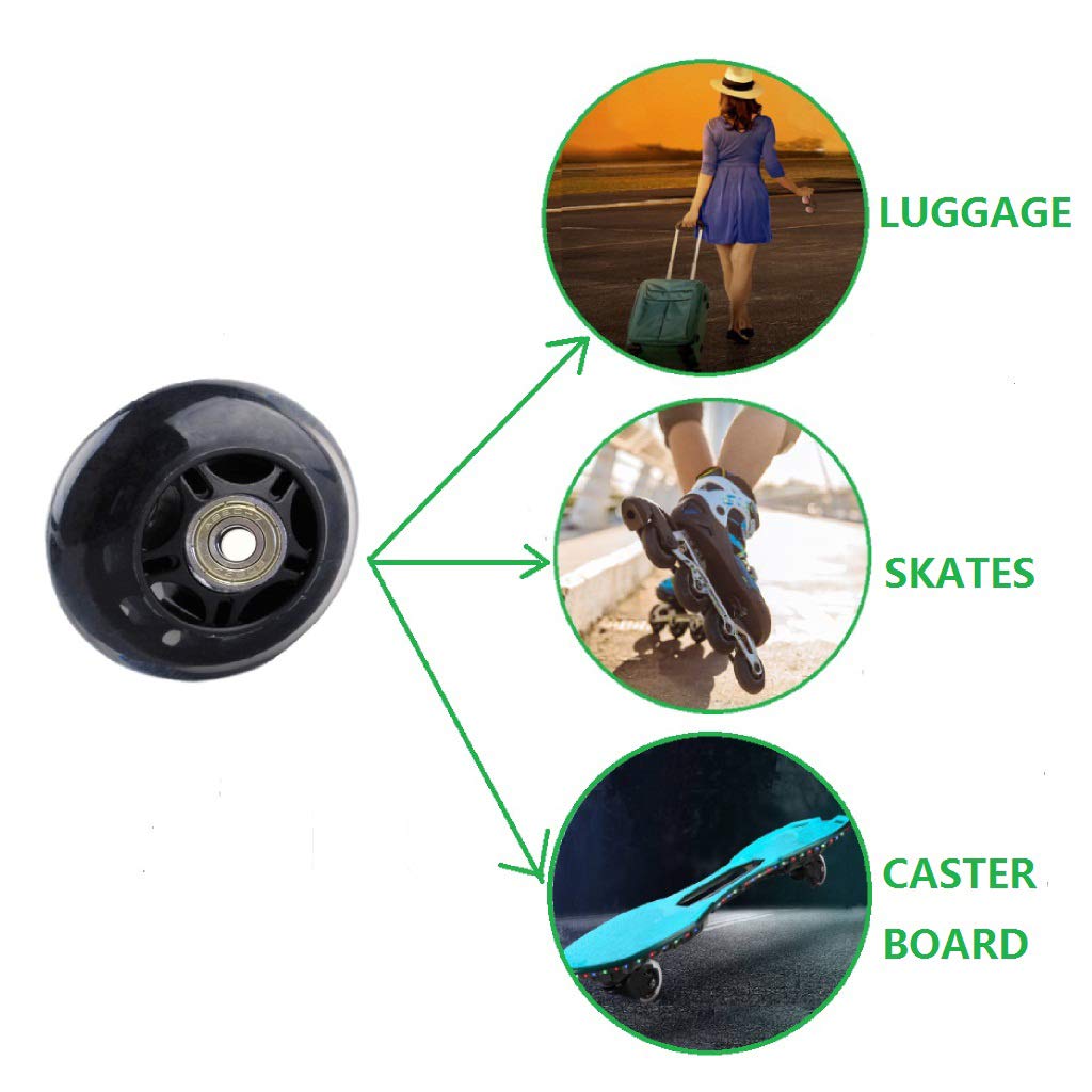 ORO 1 Pair Luggage Wheels Replacement 70mm Case Wheels with 8mm(0.31") Bearings Wheels for Suitcase and Inline Outdoor Skate and Caster Board (70 * 19mm)