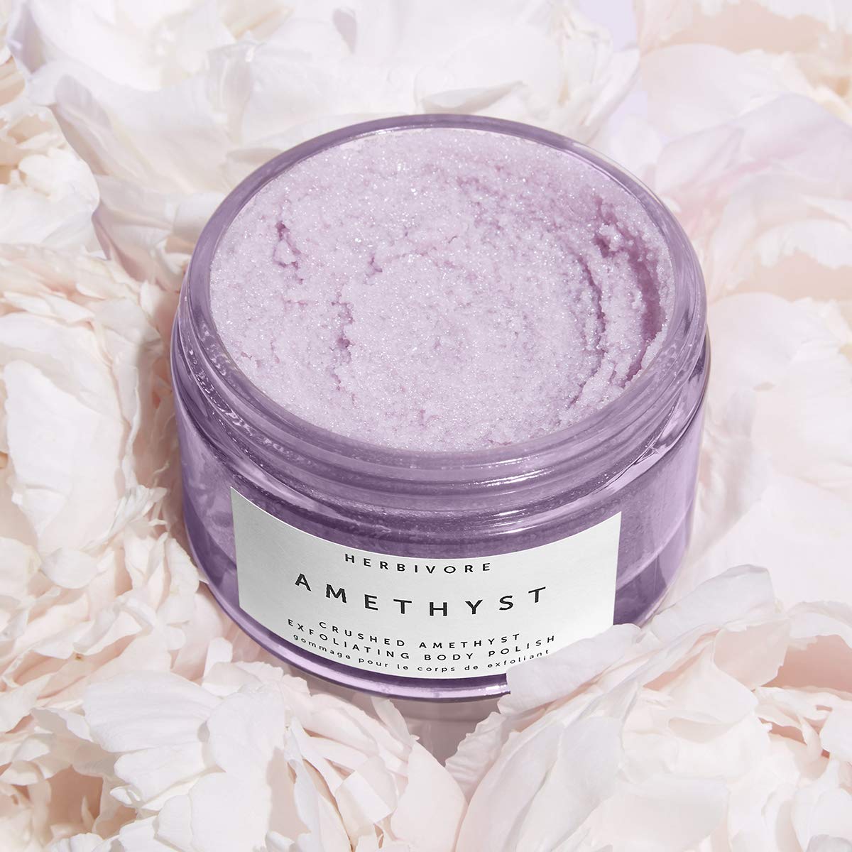 HERBIVORE Amethyst Exfoliating Gemstone Body Scrub β Crushed Amethyst & Epsom Salt, Hydrate & Exfoliate, Plant-based, Vegan, Cruelty-Free, 6.6 oz