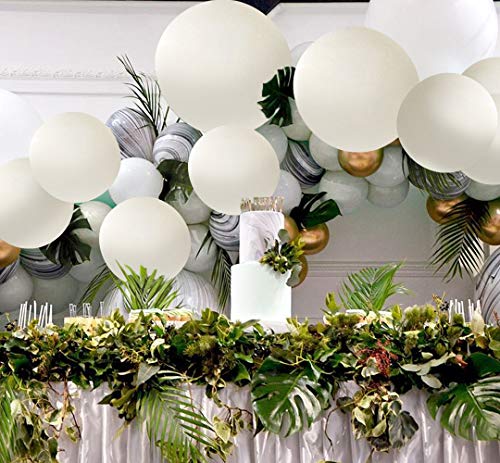 36 Inch Latex Round White Balloons(Premium Helium Quality),Giant Balloons for Photo Shoot/Birthday/WeddingParty/Festivals/Event Decorations(12PCS)