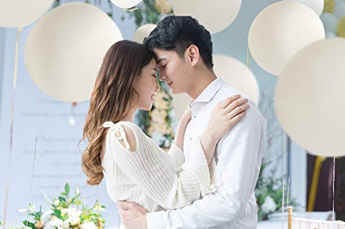 36 Inch Latex Round White Balloons(Premium Helium Quality),Giant Balloons for Photo Shoot/Birthday/WeddingParty/Festivals/Event Decorations(12PCS)