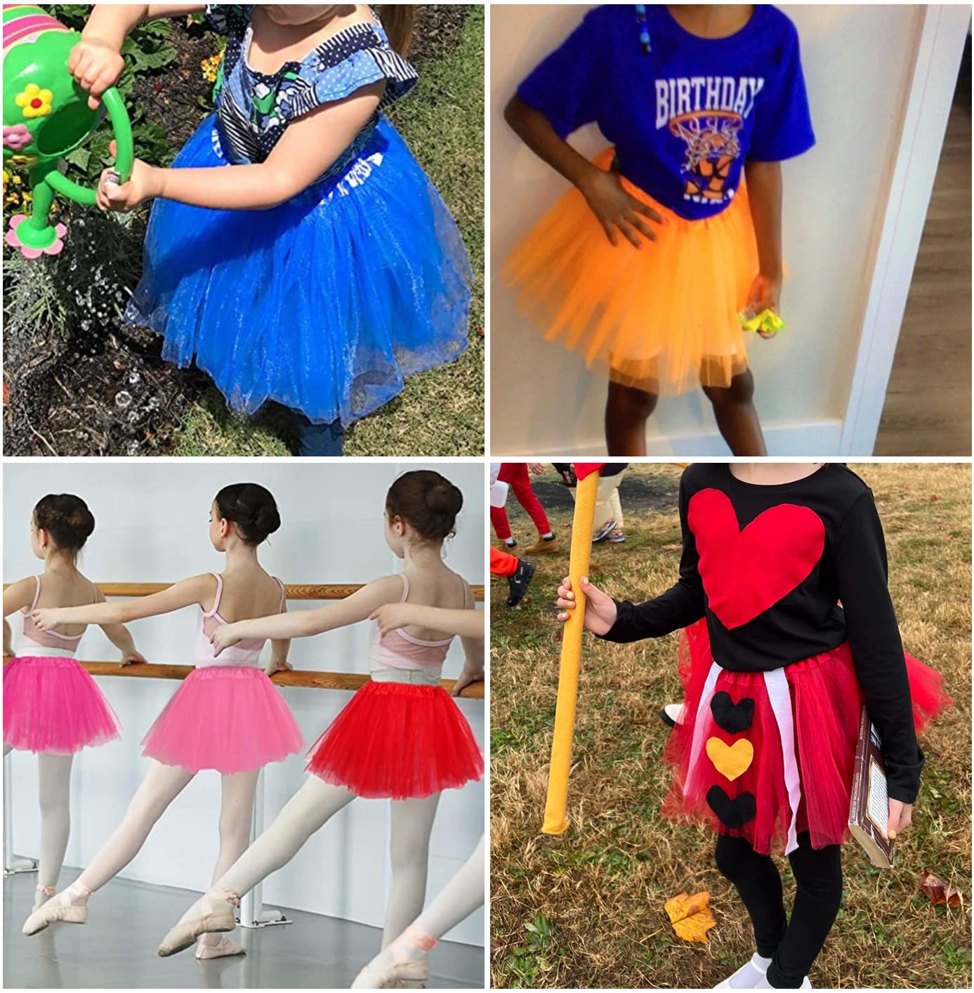 Kids Tutu Skirts 3 Layered Tulle, Fit Most 4-11 yrs Little & Big Girls for Dance Party Costume (#01 Black, 2)