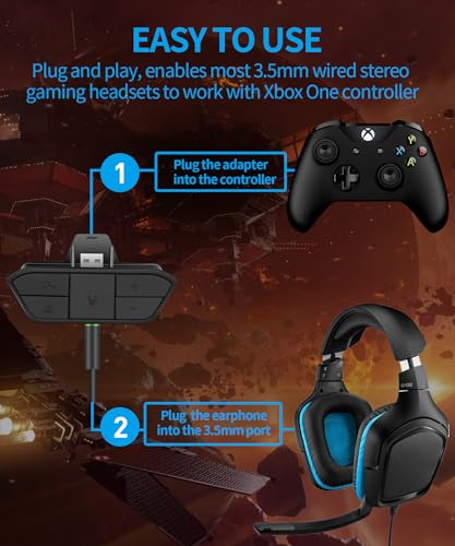 Stereo Headset Adapter with Original IC Chip Headphone Attachments Accessories for Xbox One & Series X|S & Elite Controller Series 1 2 - Adjust Audio Balance (Game Sound & Voice Chat), Volume, Mic