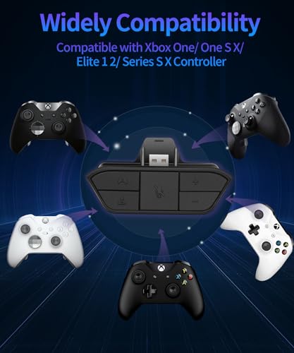 Stereo Headset Adapter with Original IC Chip Headphone Attachments Accessories for Xbox One & Series X|S & Elite Controller Series 1 2 - Adjust Audio Balance (Game Sound & Voice Chat), Volume, Mic