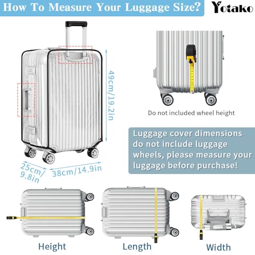 Yotako Clear PVC Suitcase Cover Protectors 20 Inch Luggage Cover for Wheeled Suitcase 20''