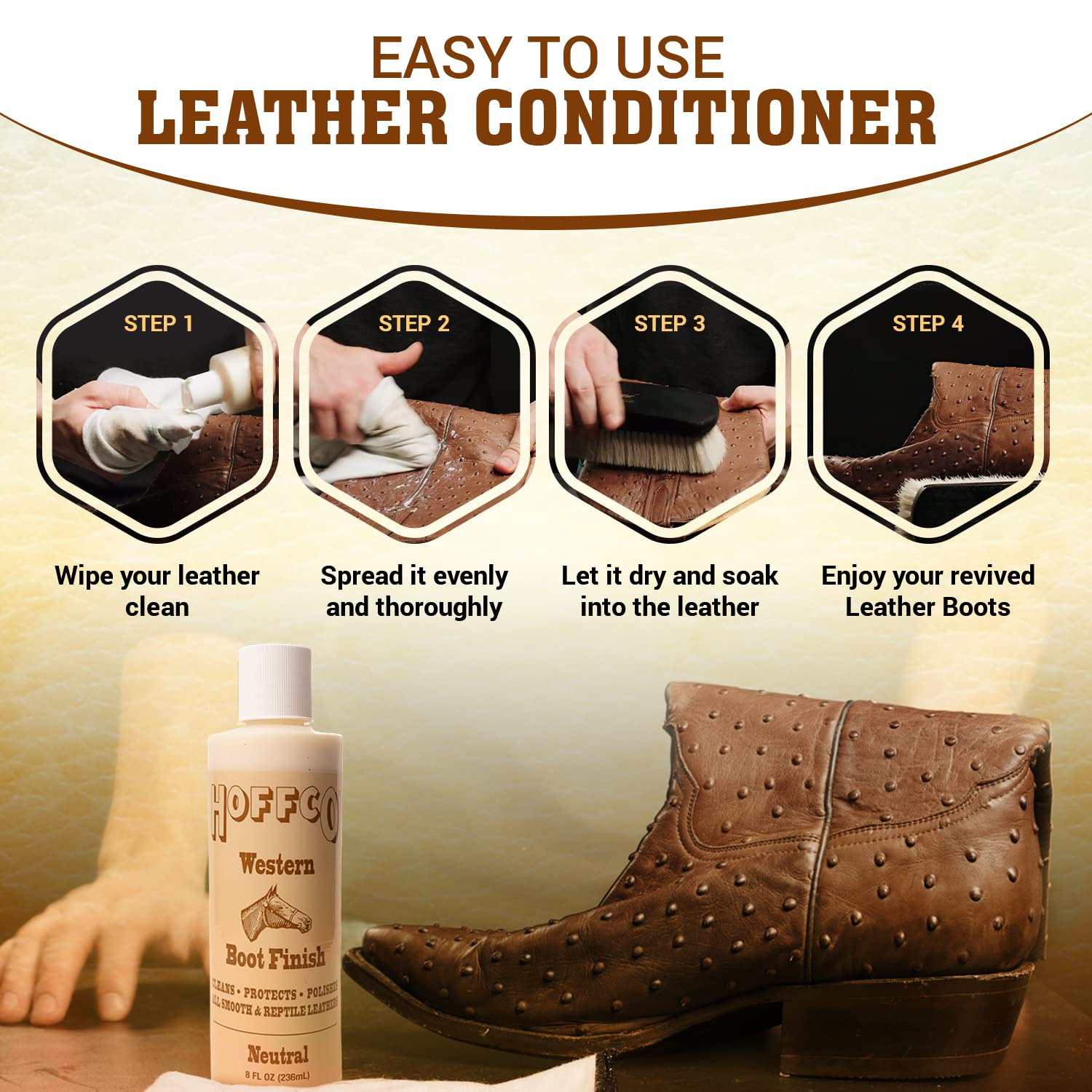 Venetian Western Boot Lotion 8oz Premium Leather Conditioner for Cowboy Boots, Work Boots, & Exotic Leather - Made in USA
