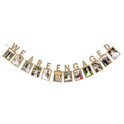We are Engaged Photo Banner for Engagement Party Decorations, Wedding Party Sign, Kraft Paper Color Bridal Shower Party Supplies