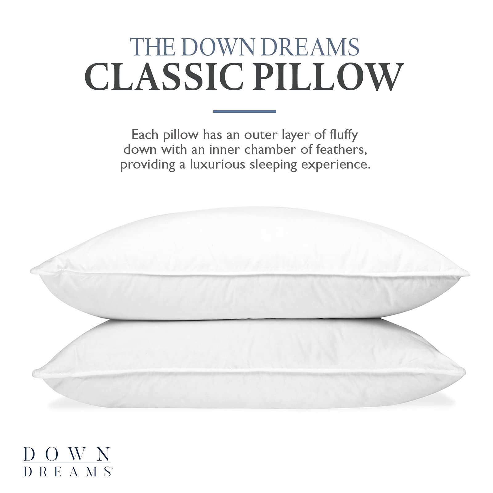 Down Dreams Manchester Mills Classic Pillows - Queen/Firm Support 2-Pack