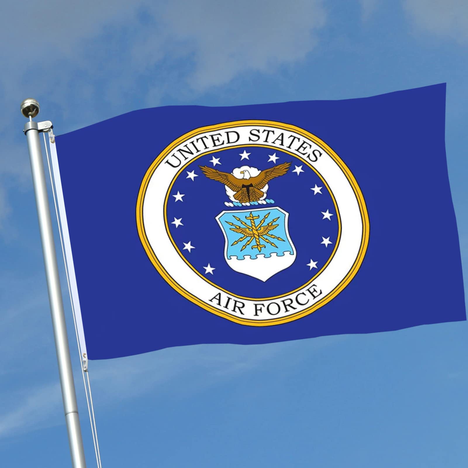 Air Force Crest Emblem Flag 3x5 Outdoor Double Sided 3 Ply- US Coat of Arms Military USAF Flags-Vivid Color Clear Pattern Reinforcement Sewing Durable Polyester with 2 Brass Grommets