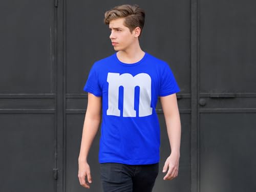 Letter M Halloween Men's T-Shirt Funny Team Groups Costumes Party (M, Royal)