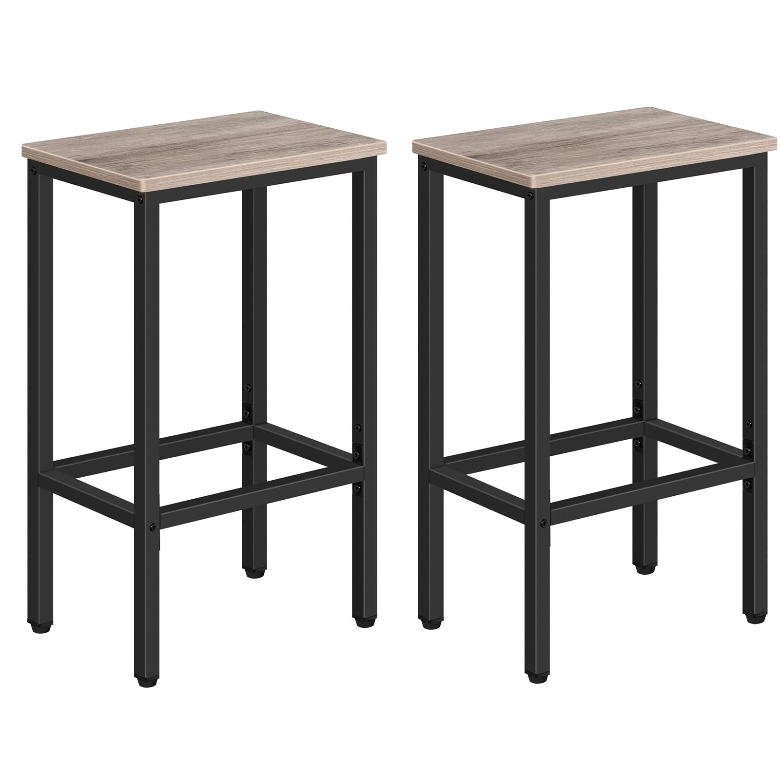 MAHANCRIS Bar Stools, Set of 2 Bar Chairs, Kitchen Breakfast Bar Stools with Footrest, 25.8" Dining Stools, Rectangular Industrial Bar Chairs, for Dining Room, Kitchen, Greige BAHG0101Z