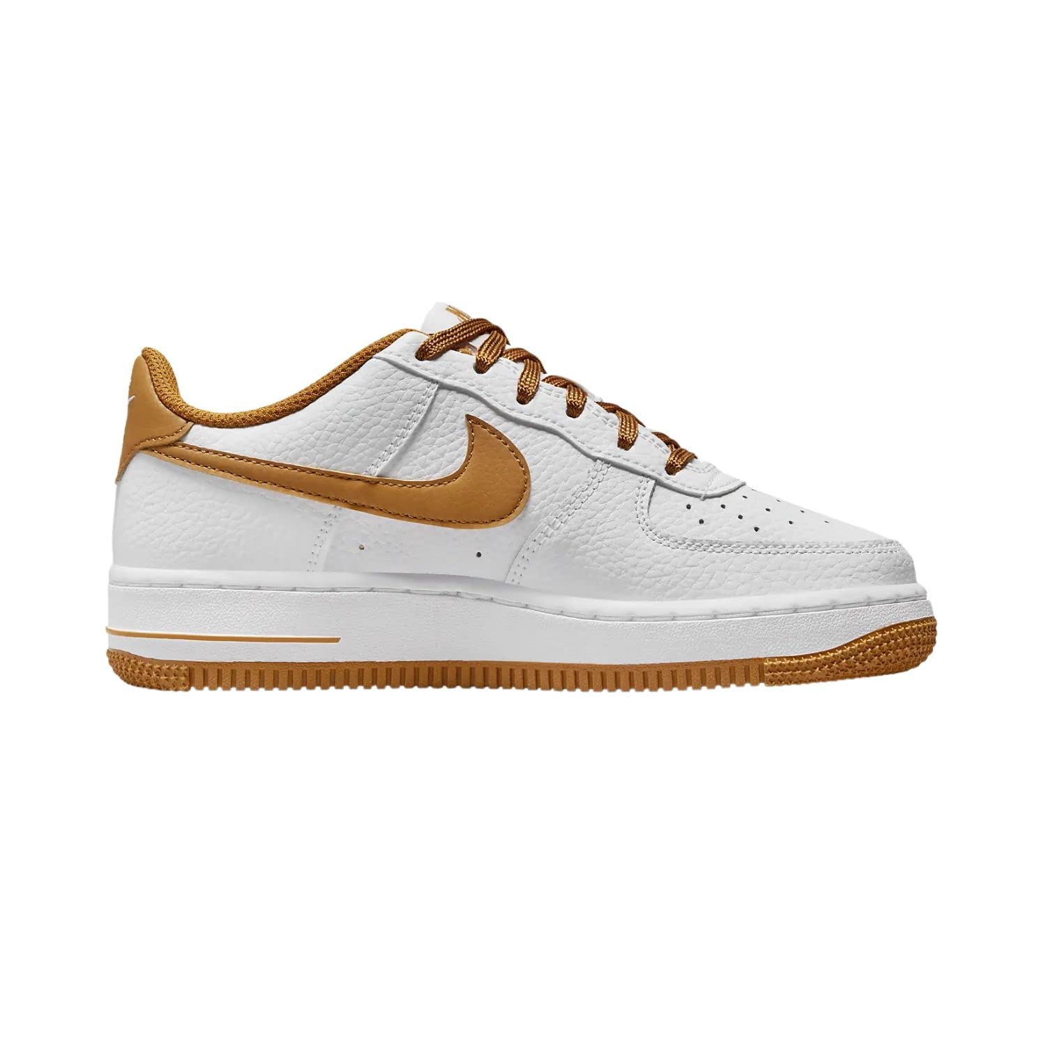 Nike Air Force 1 Big Kids, White/Desert Ochre, 4.5 Big Kid