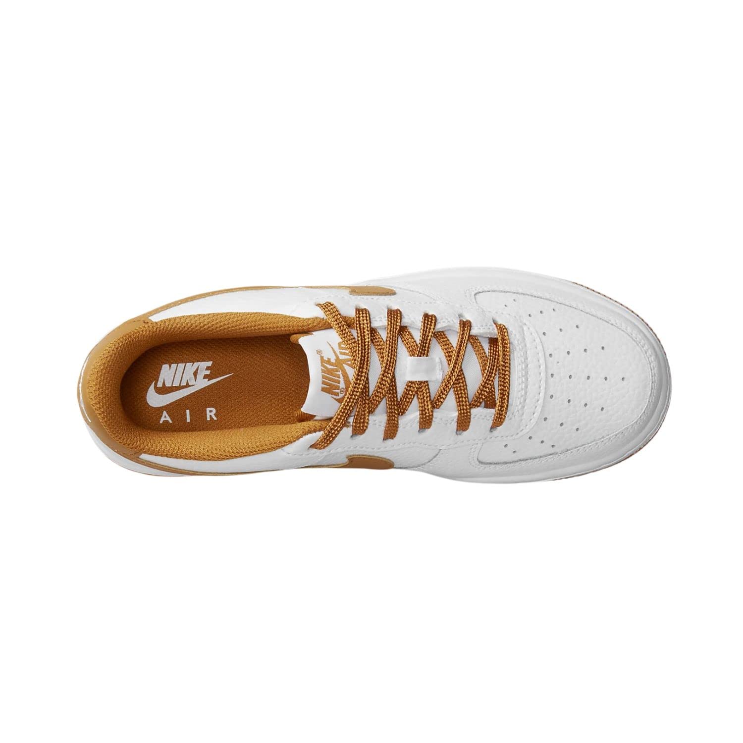 Nike Air Force 1 Big Kids, White/Desert Ochre, 4.5 Big Kid