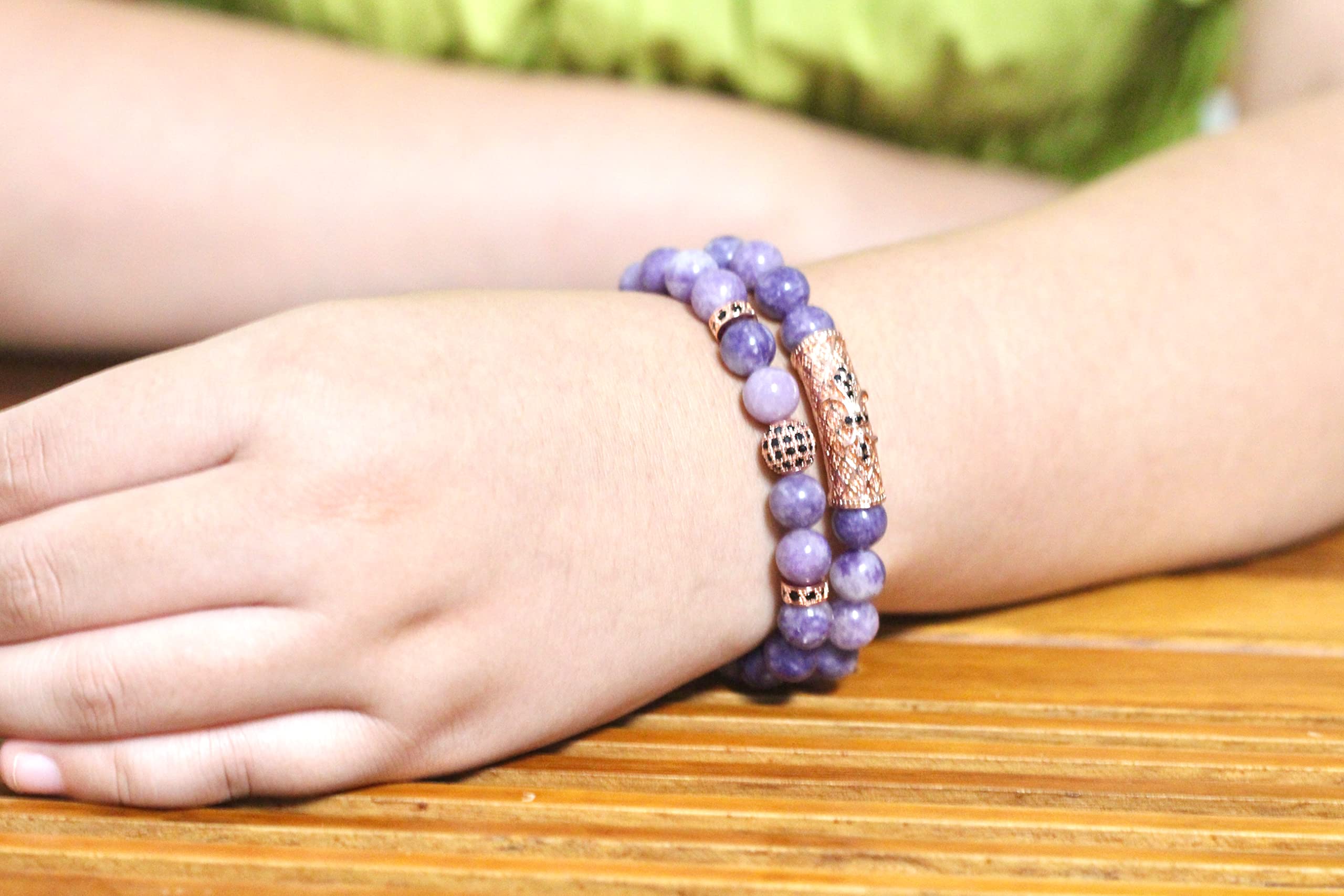Amethyst Bracelet, Handmade Beaded 8MM Healing Crystal Beads,Stretchable Stretch Bracelet,Protection Bracelet,Yoga Chakra Bracelet,Bring Good Luck, Prosperity and Happiness,Women's Gifts