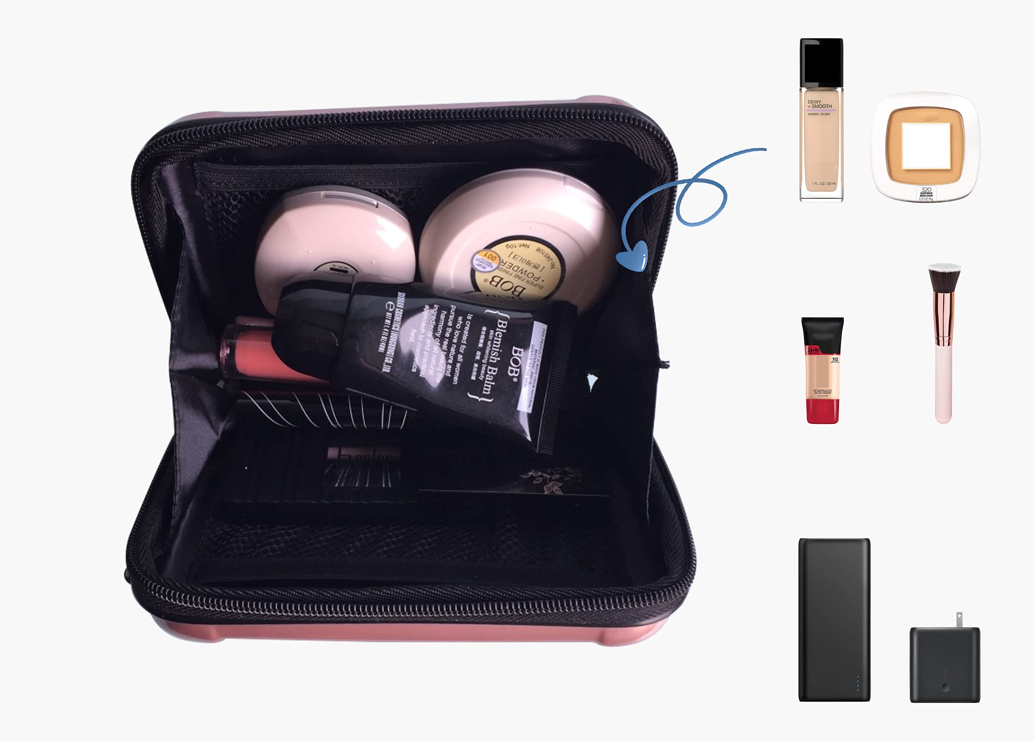 N11 SenYang Hard Shell Cosmetic Case,Carrying Hard Bag, Protective Storage Case Bag for Toiletry, Beauty Makeup, Electronic Accessories, Overnight Travel Water Resistant Crash Proof (Red)