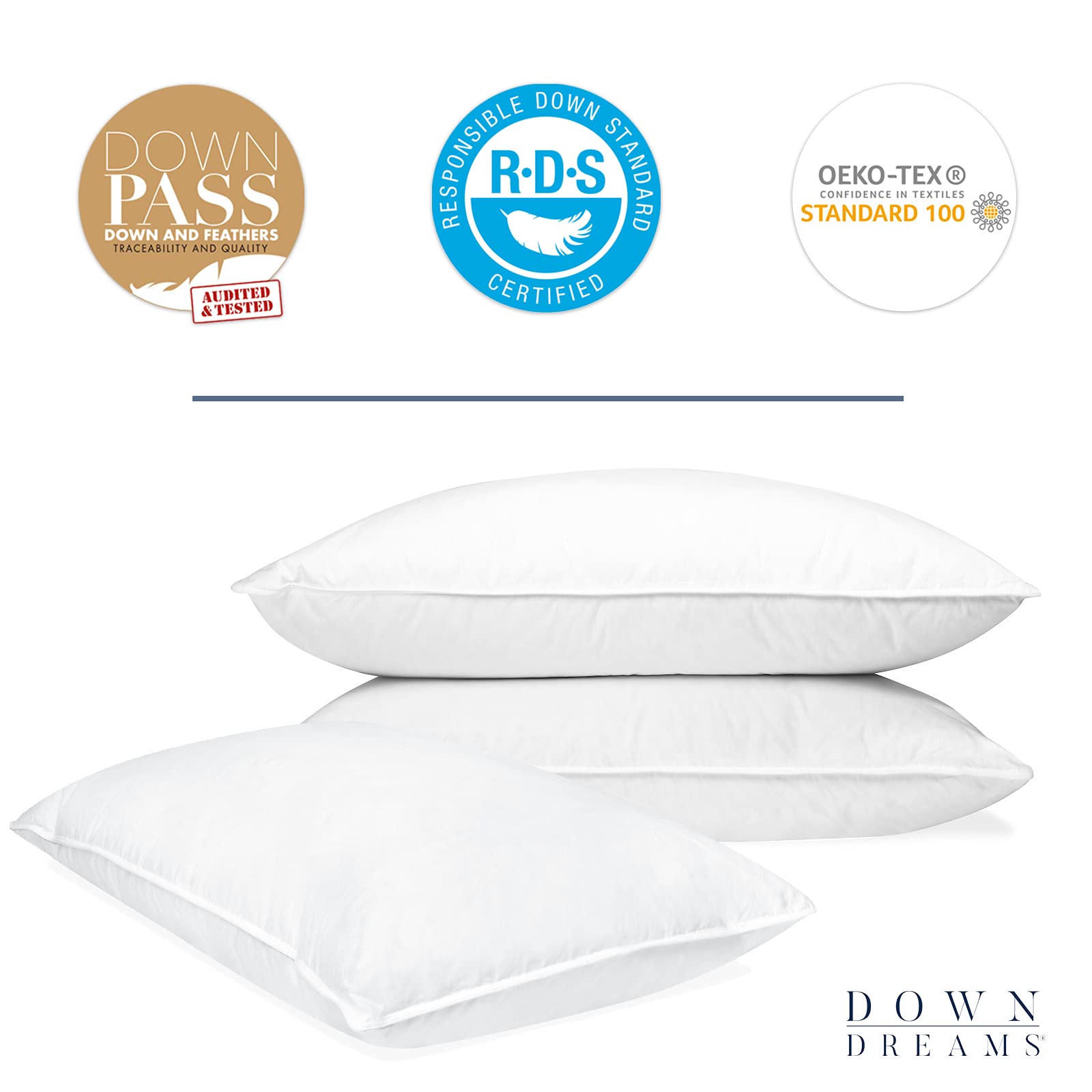 Down Dreams Manchester Mills Classic Pillows - Queen/Firm Support 2-Pack