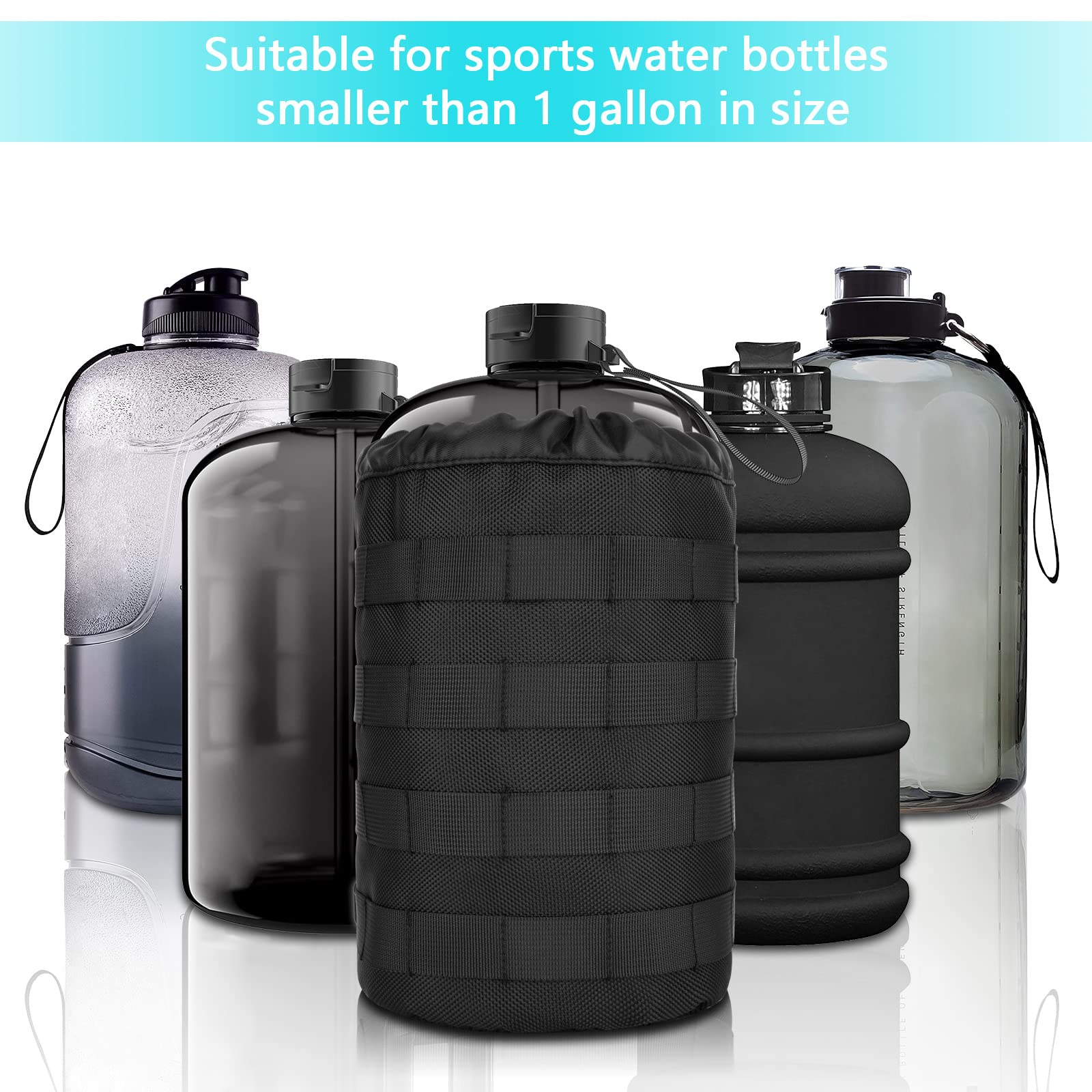 Xxerciz Water Bottle Holder Molle Pouch, Tactical Pouches Water Bottle Carrier Sports Water Bottles Pouch Bag for Walking, with Drawstring Open Top & Mesh Bottom