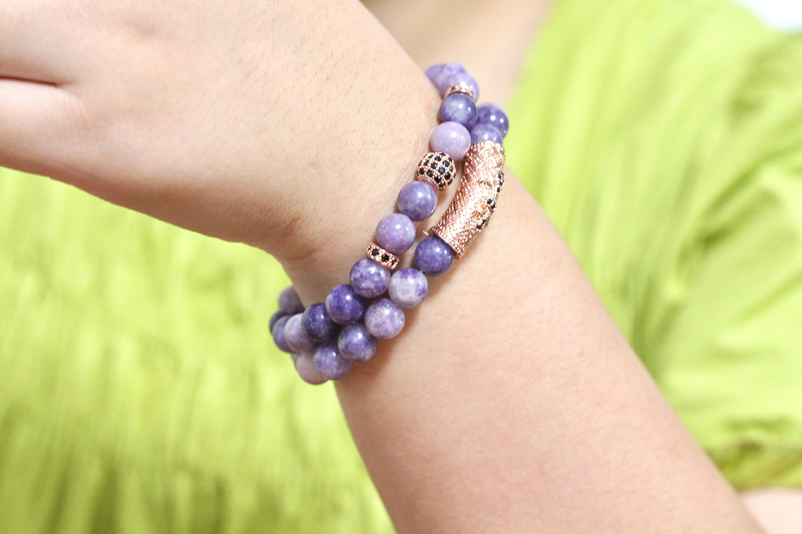 Amethyst Bracelet, Handmade Beaded 8MM Healing Crystal Beads,Stretchable Stretch Bracelet,Protection Bracelet,Yoga Chakra Bracelet,Bring Good Luck, Prosperity and Happiness,Women's Gifts