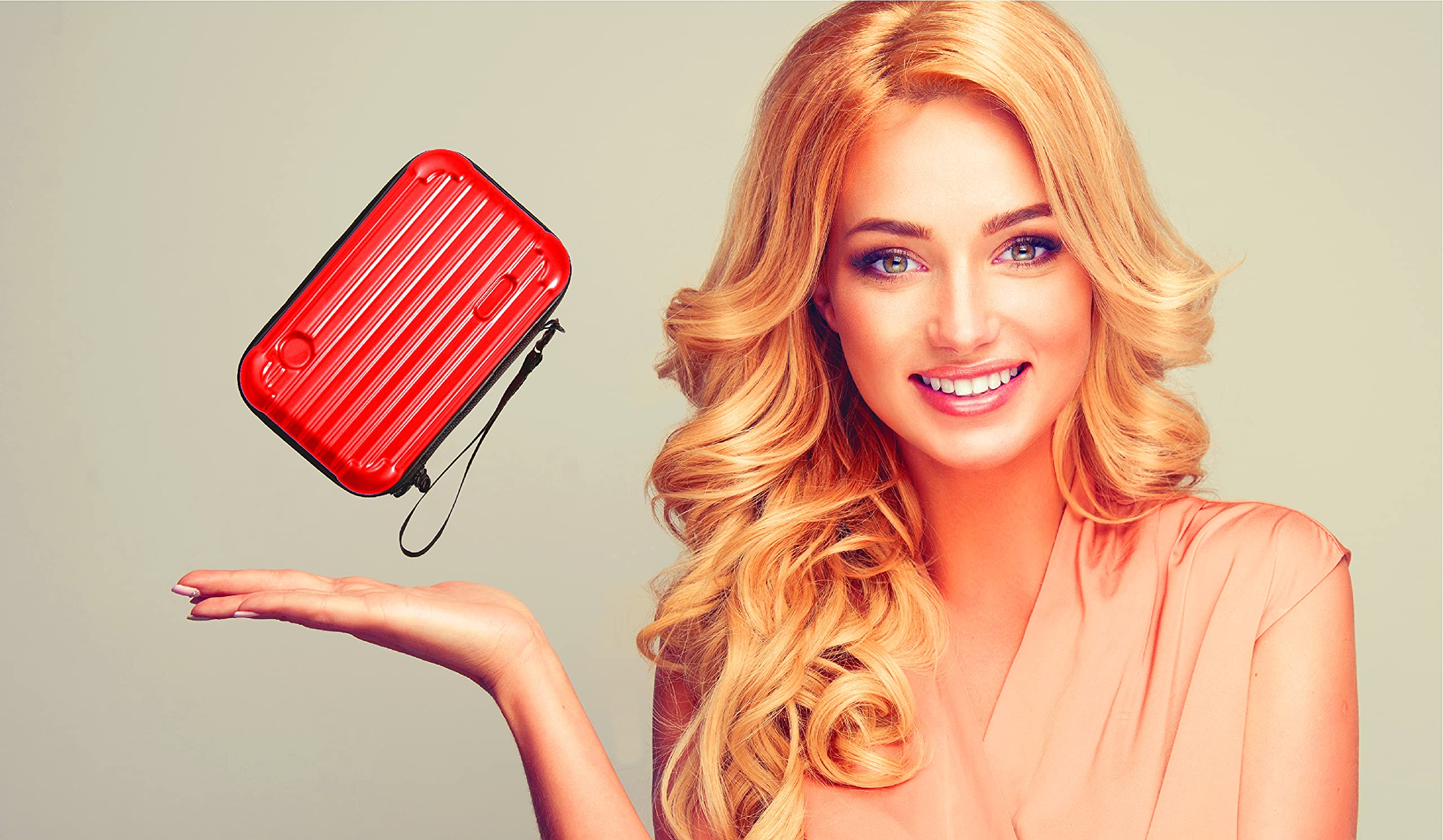 N11 SenYang Hard Shell Cosmetic Case,Carrying Hard Bag, Protective Storage Case Bag for Toiletry, Beauty Makeup, Electronic Accessories, Overnight Travel Water Resistant Crash Proof (Red)