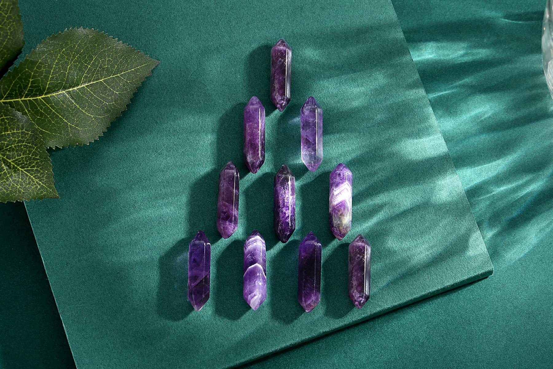 10 PCS Amethyst Crystals Set Wands Polished Healing Crystal Stones Bulk Natural Hexagonal Pointed Reiki Energy Balancing Meditation Therapy Wand Gift
