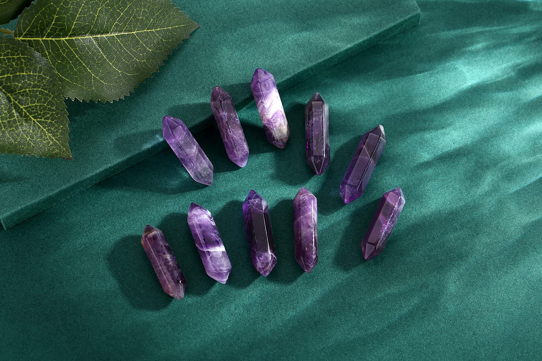 10 PCS Amethyst Crystals Set Wands Polished Healing Crystal Stones Bulk Natural Hexagonal Pointed Reiki Energy Balancing Meditation Therapy Wand Gift