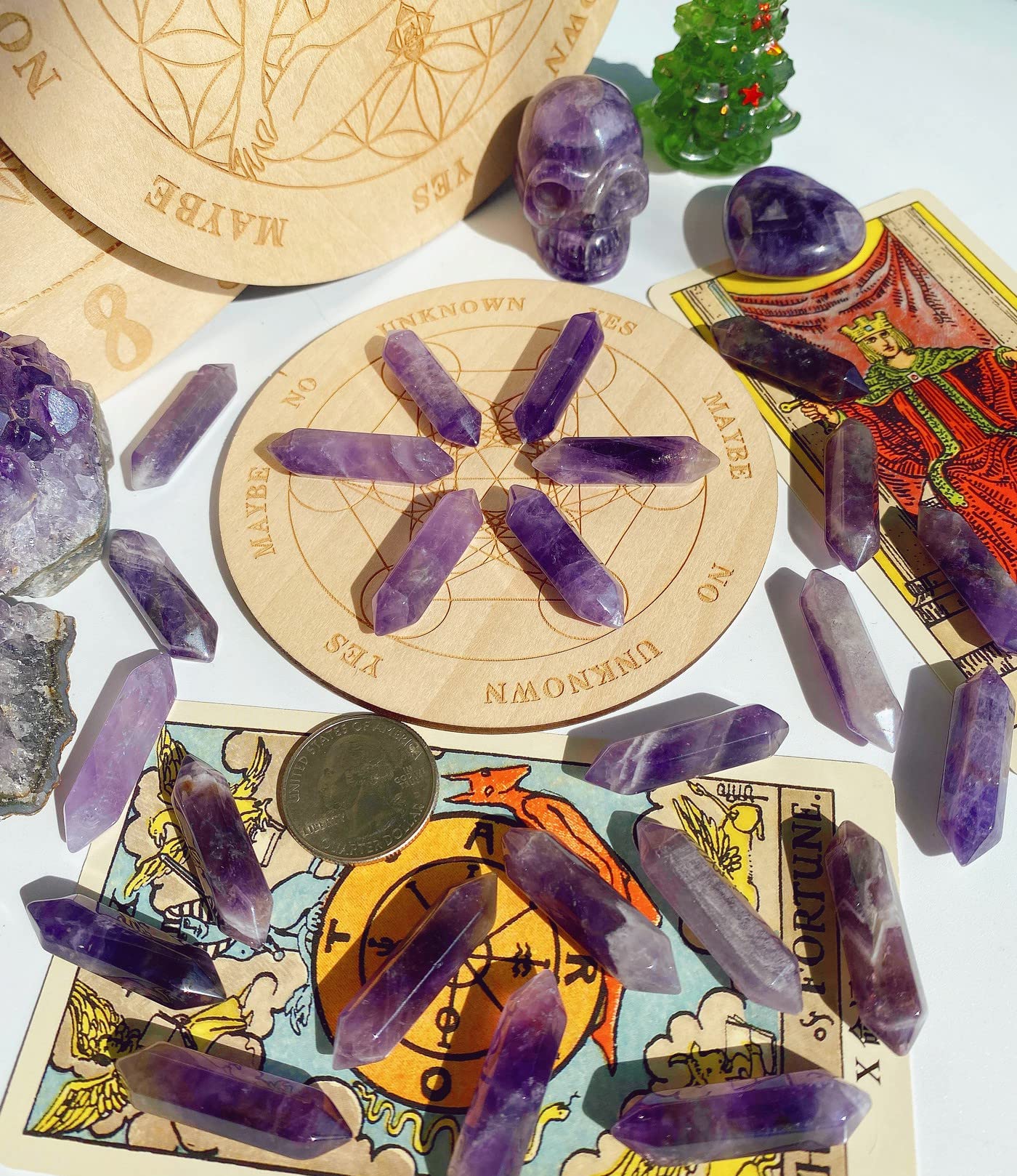 10 PCS Amethyst Crystals Set Wands Polished Healing Crystal Stones Bulk Natural Hexagonal Pointed Reiki Energy Balancing Meditation Therapy Wand Gift